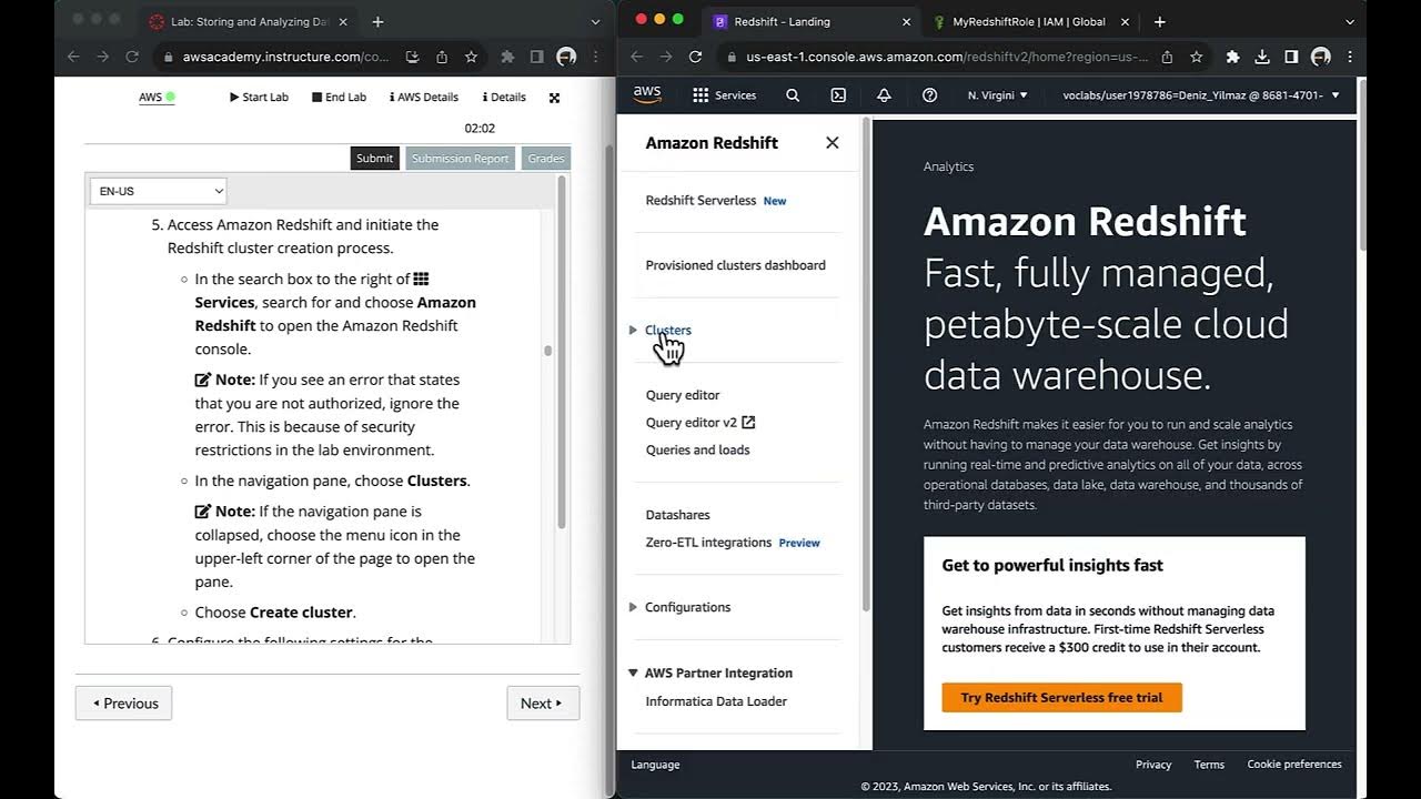AWS Academy Data Engineering Lab: Storing and Analyzing Data by Using Amazon Redshift - YouTube