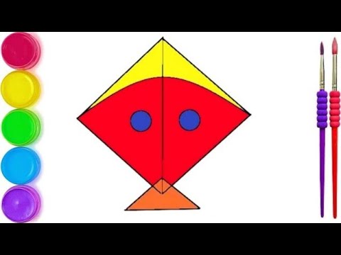 How to Draw Kite | Kite Drawing | Drawing for kids | patang ka Drawing ...