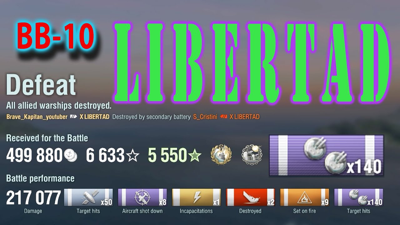 Libertad BB Defeat Battle 217k dmg 140 secondary hits, map: Trident ...