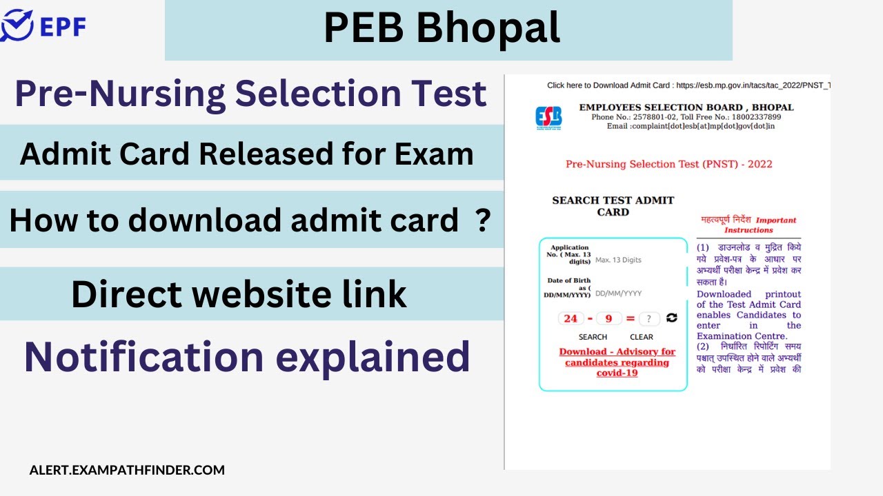 Professional Examination Board || PNST 2022 || Admit Card Released for ...