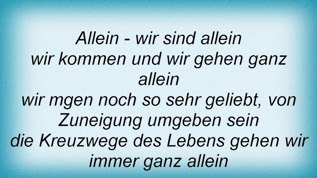 Reinhard Mey - Allein Lyrics - YouTube