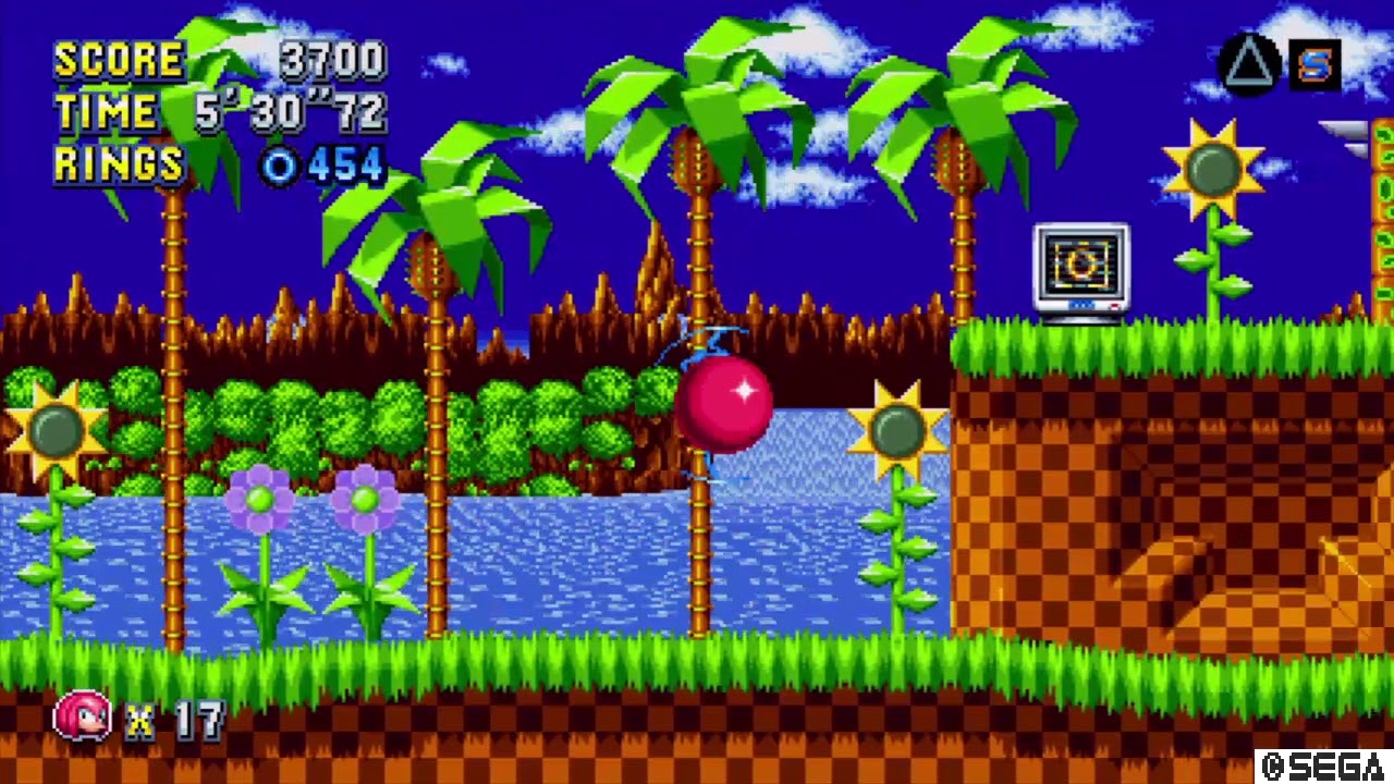 Sonic Mania - GHZ 1 Ring Attack - 733 Rings w/Knuckles! Post-Patch RA ...