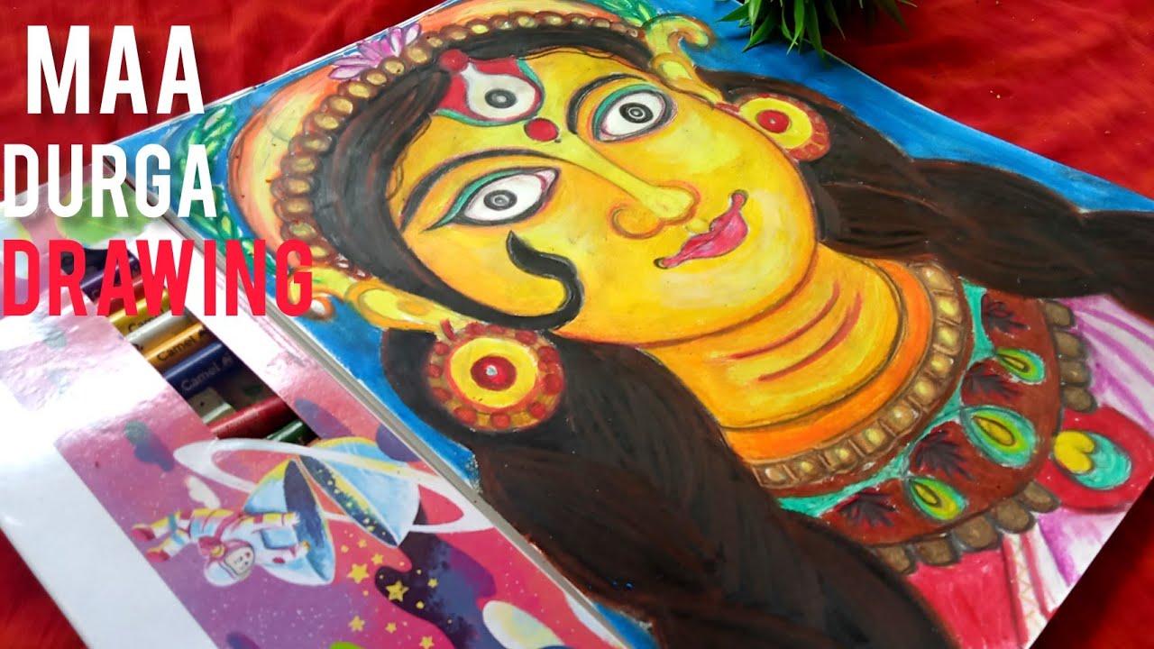 MAA DURGA DRAWING || How to Draw Mata Rani With pastel colour @Supriya ...