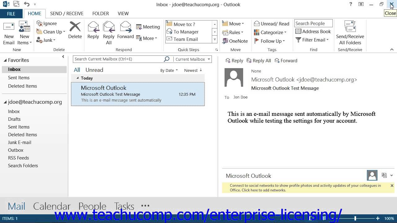 Microsoft Office Outlook Tutorial Getting Acquainted with Outlook 1.4 ...