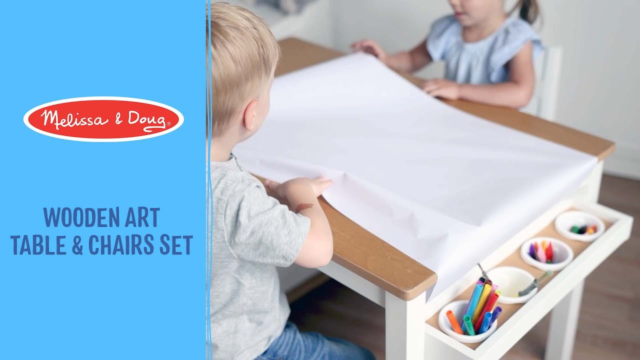 Melissa & Doug Child’s Wooden Art Table & Chairs Set - YouTube