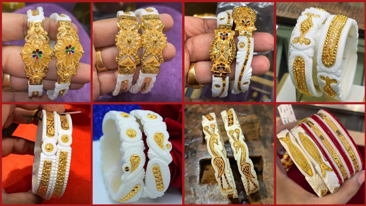 Latest Sankha Pola Gold Bangles Designs/Latest Sankha Gold Bangles ...