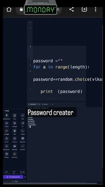 Password Creater How Create Password Creater In Python Python Project Youtube