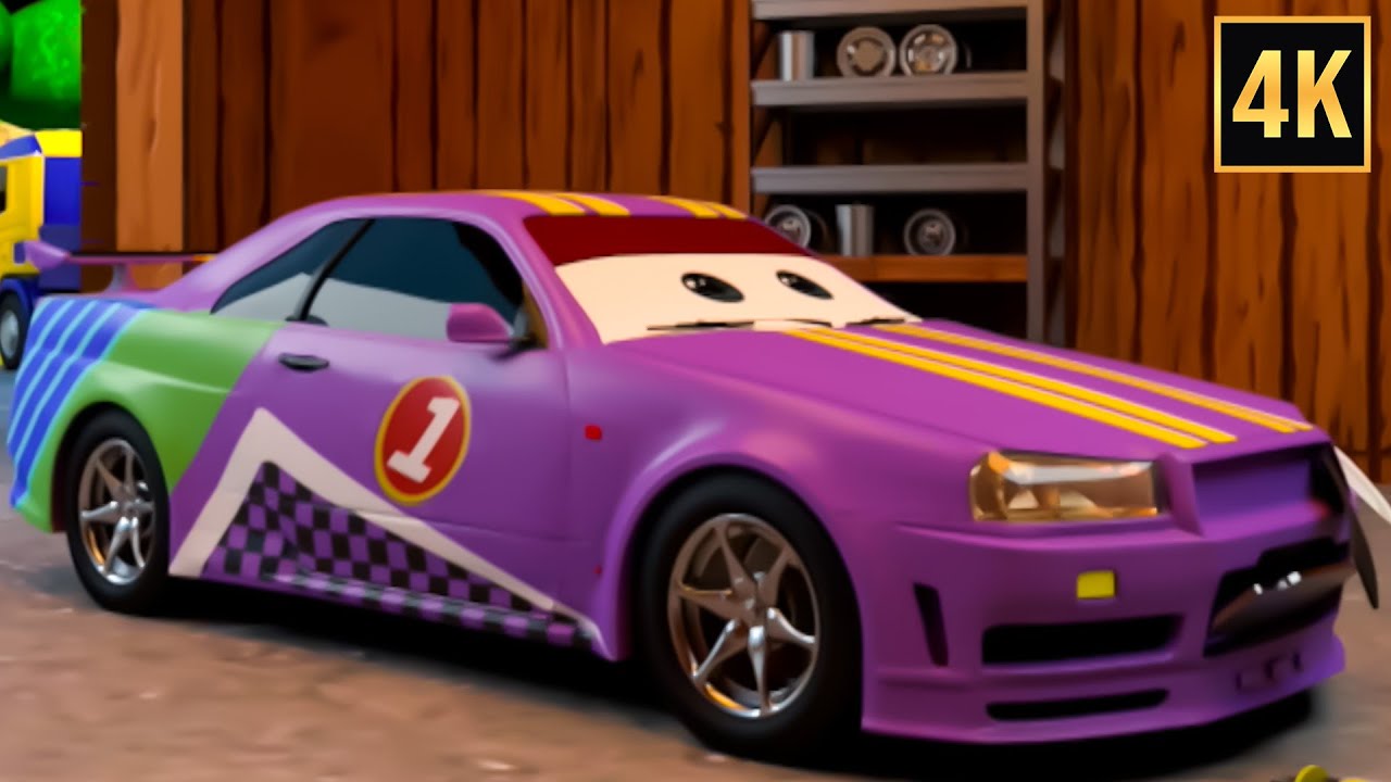 Race Car + Repair Animated Vehicle Video For Kids - YouTube