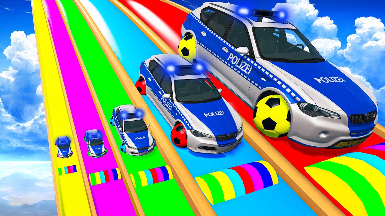 Big & Small Police Cars with Slide Color and Portal Trap - Police Truck ...
