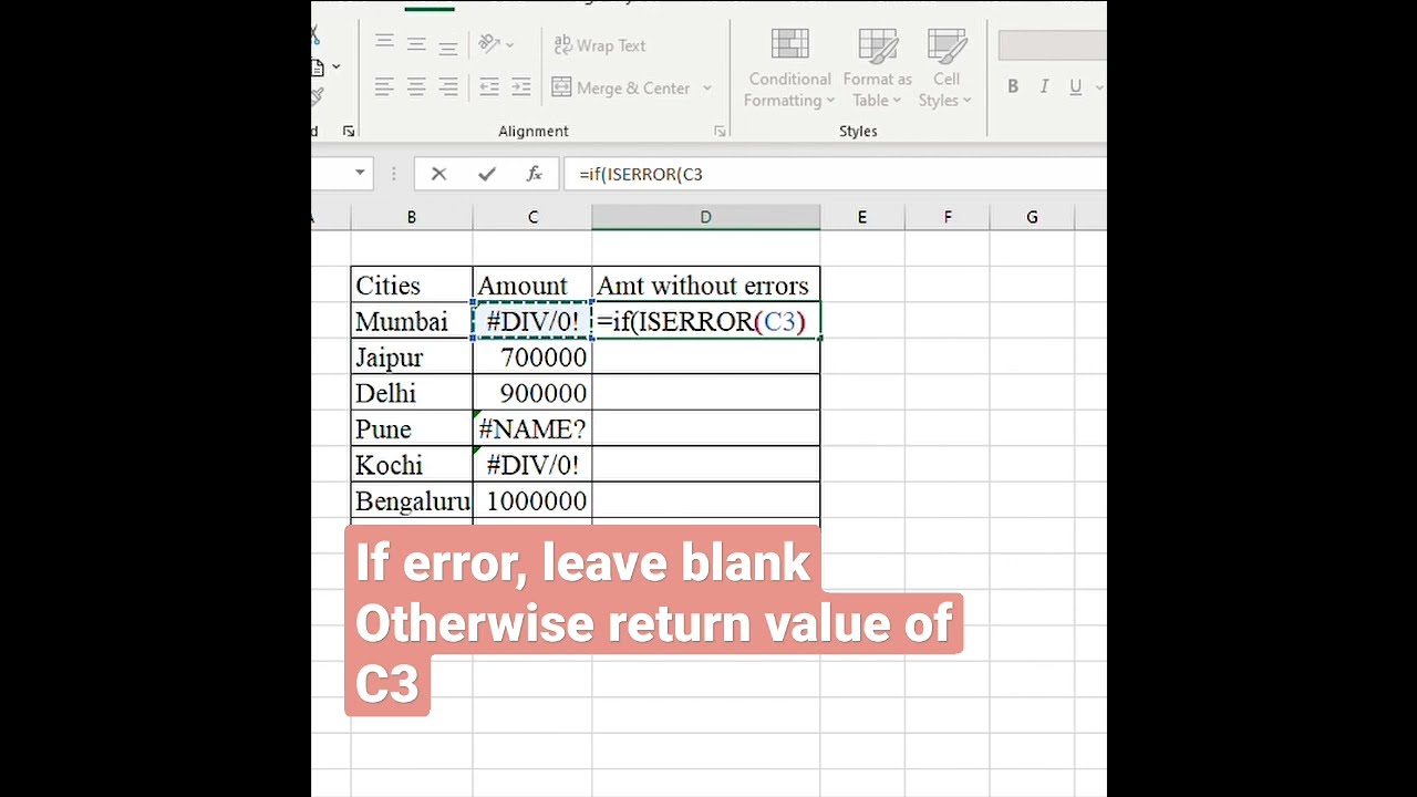 IF ISERROR In Excel YouTube IF ISERROR In Excel YouTube