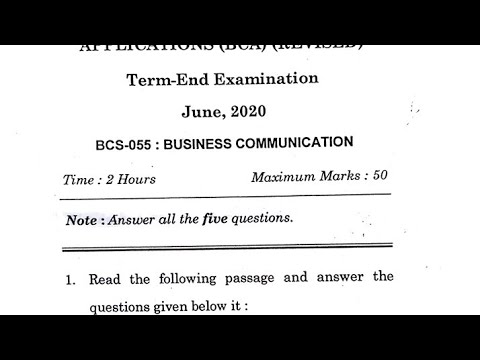 IGNOU BCA (BCS-55) Jun & September-2020 Question Paper||Business ...