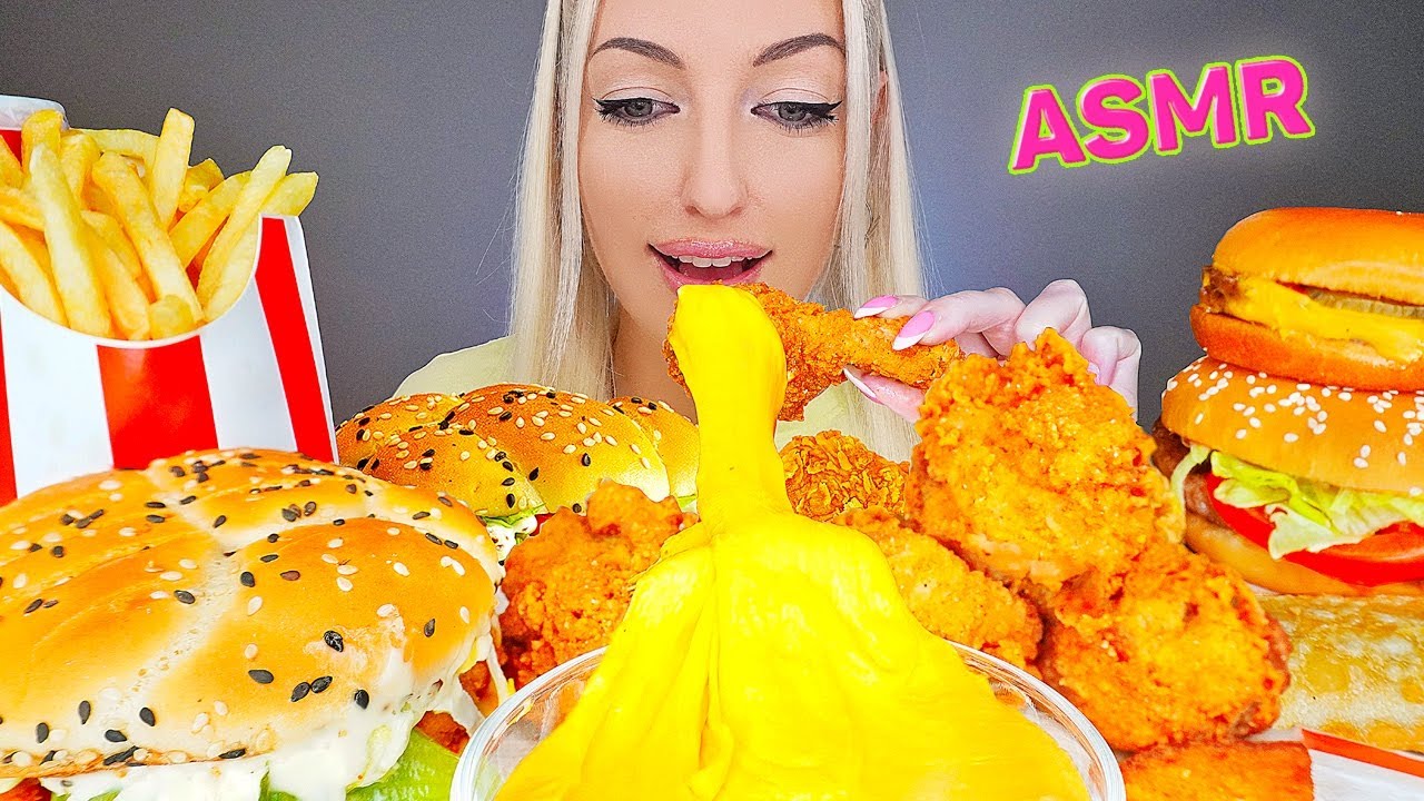 Asmr Kfc Vs Mcdonalds Eating Burger Fried Chicken Fries Cheese