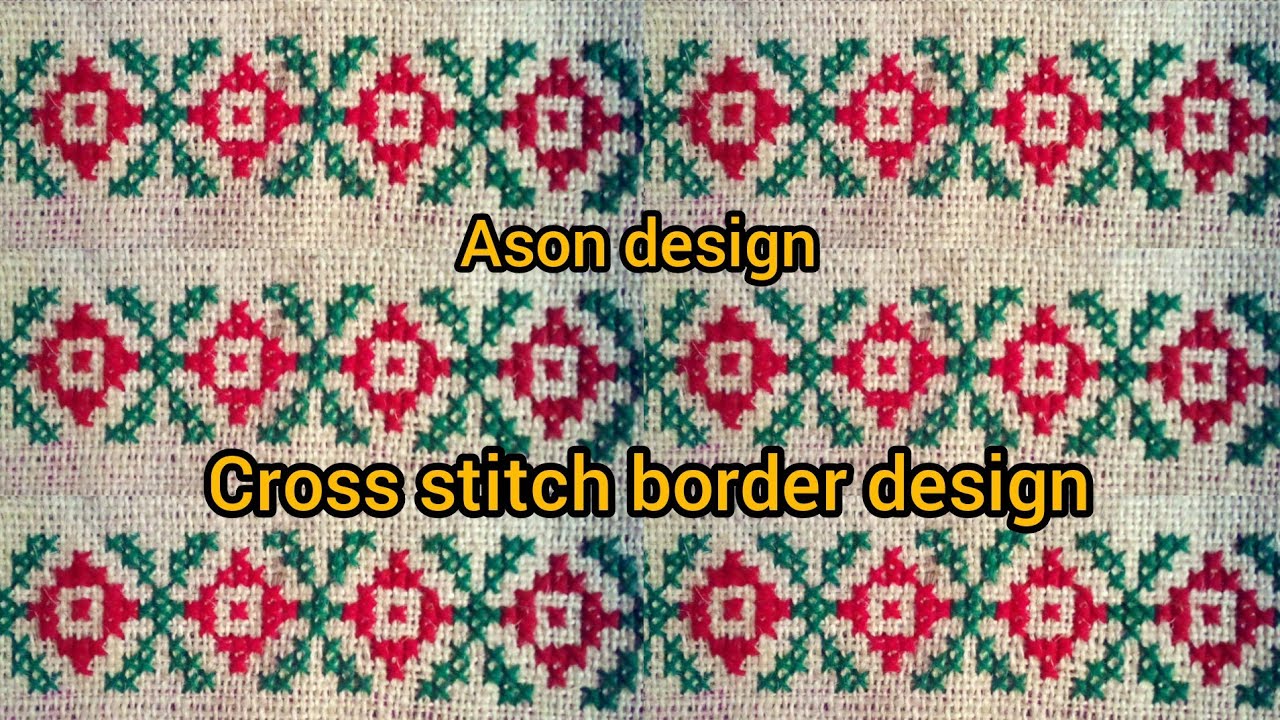 cross stitch sitting mat border design - YouTube