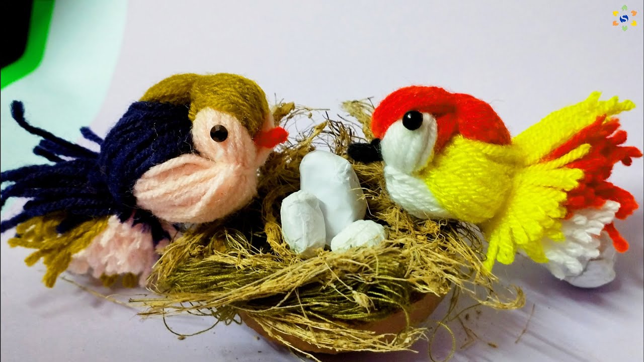 Easy woolen bird craft making | Making Wool Birds | Woolen Crafts | diy ...