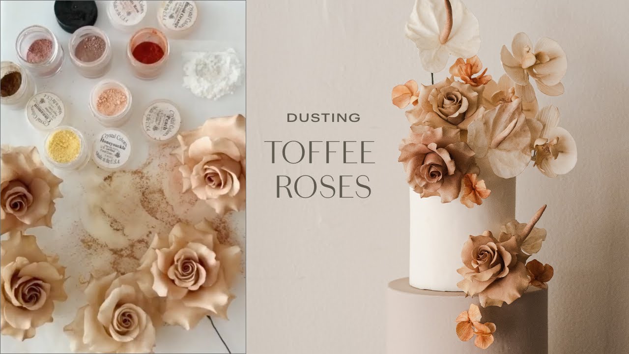 How to dust Gumpaste Toffee Roses - YouTube