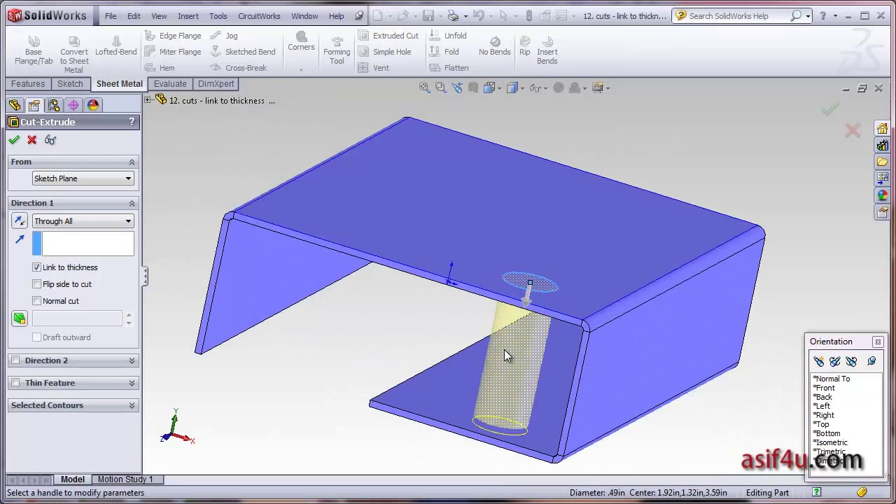 Solidworks Sheet Metal Essential 12 Cut - YouTube