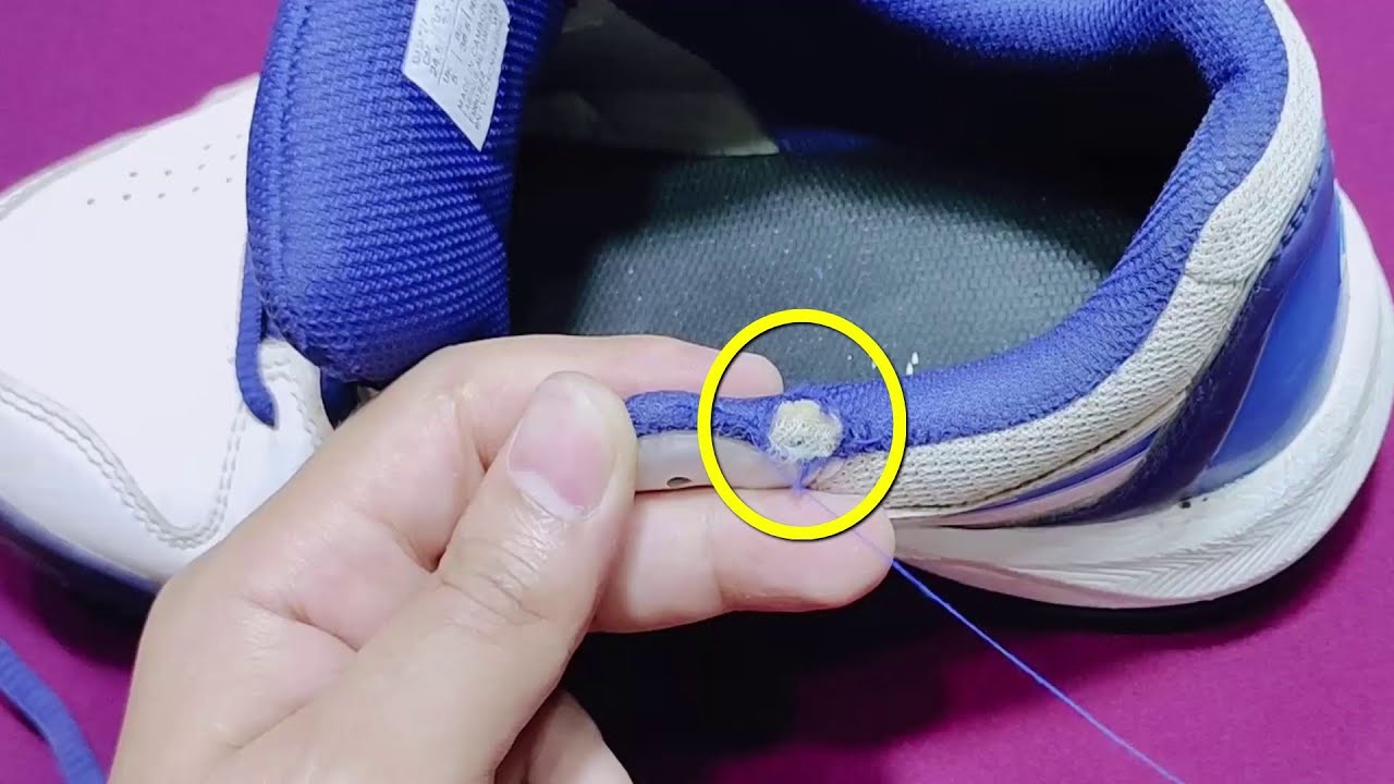 The perfect way to beautifully repair a hole on your shoes - YouTube