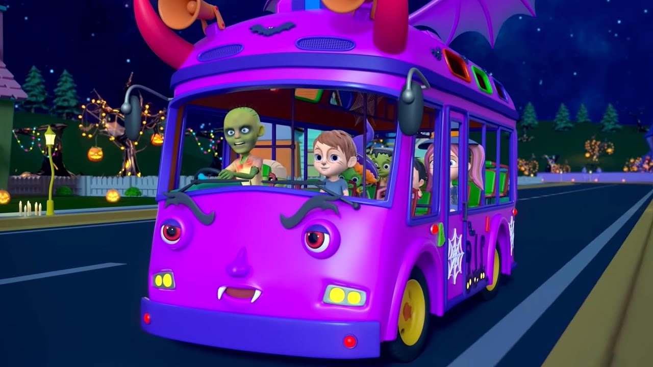Spooky Wheels On The Bus, Halloween Bus Song & Scary Cartoon Videos For ...