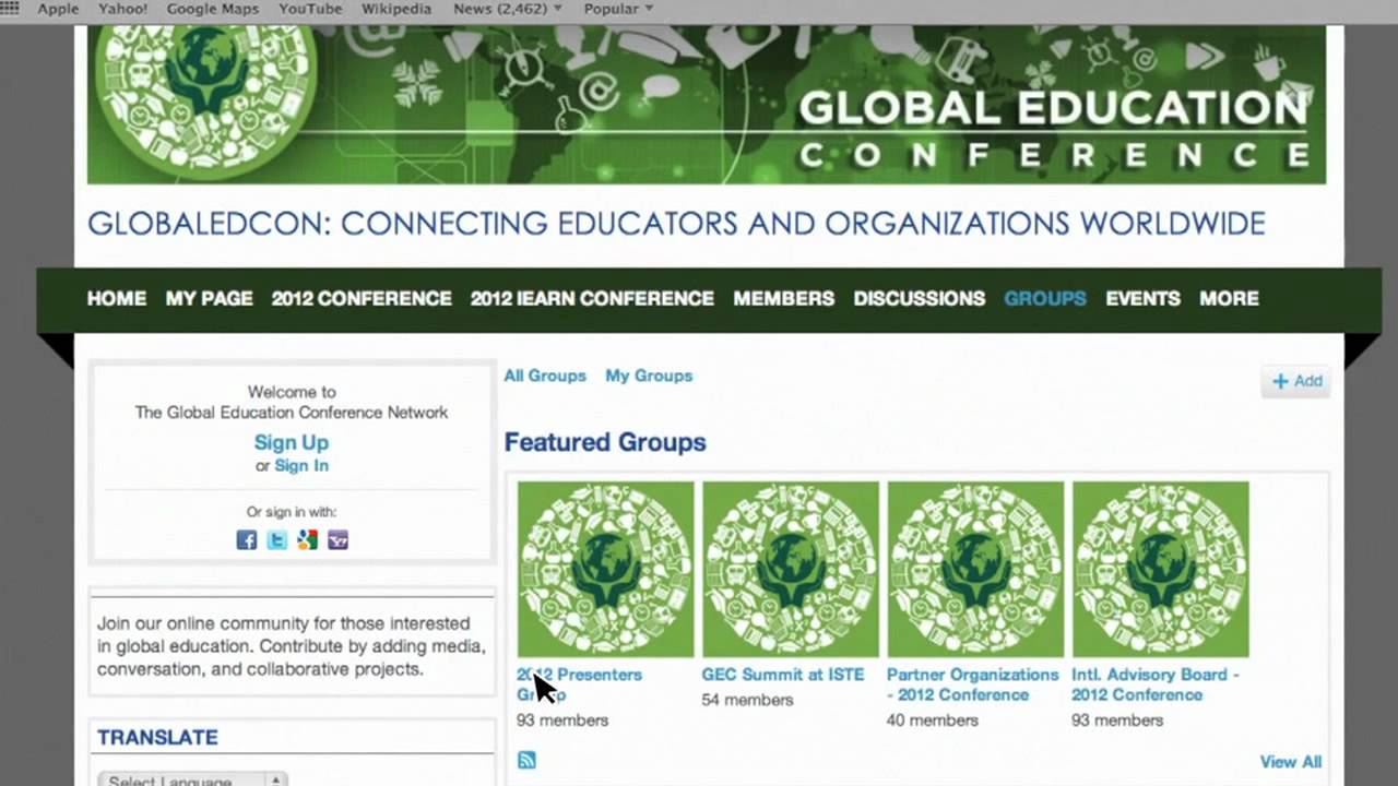 Global Education Conference 2012: Navigating the Site - YouTube
