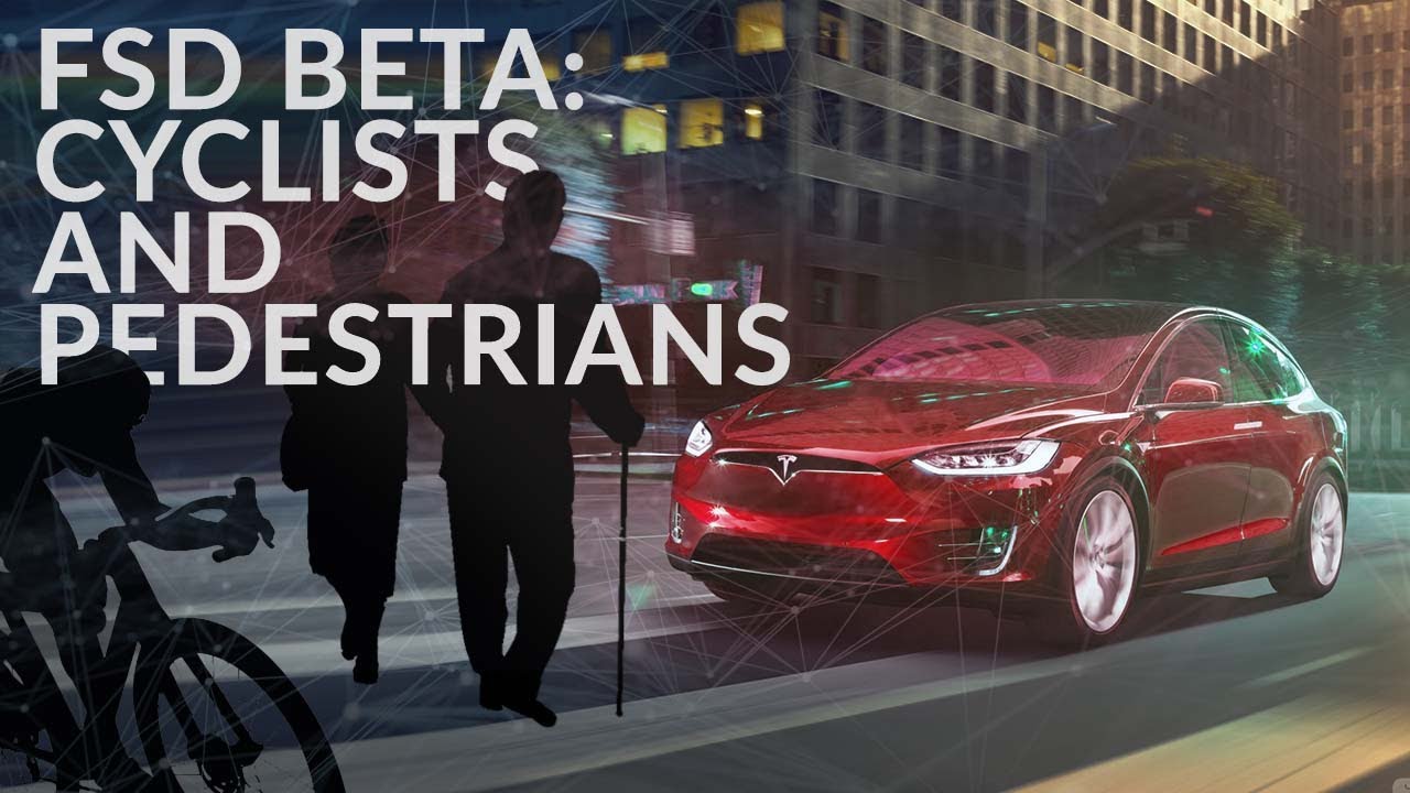 Tesla FSD Beta Highlights: Cyclists and pedestrians in the road - YouTube