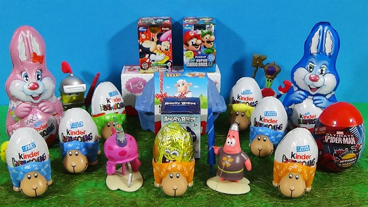 17 kinder tojás kibontása ( Spongyabob, pókember,Szuper márió ,Hello ...