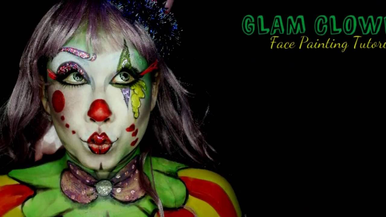 Glam Clown FaceBody Painting Tutorial (English Subs) - YouTube