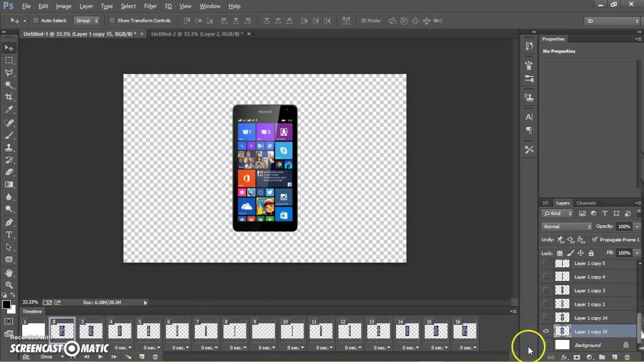 How to create an animated gif rolling phone in photoshop CC - YouTube
