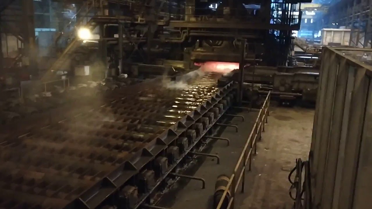 Steel slab rolling - YouTube