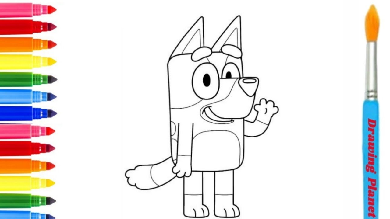 How to Draw Bluey||Bluey Coloring||Easy Drawing, Painting and Colouring ...