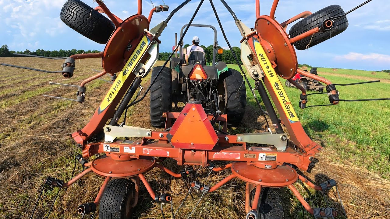Tedding Hay with the Pequea HT4102 and the John Deere 5300! - YouTube