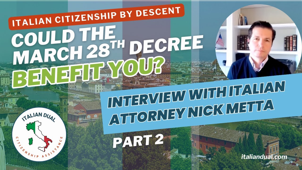 PART 2 🇮🇹 Interview with Italian Attorney Nick Metta RE: the March 28 ...
