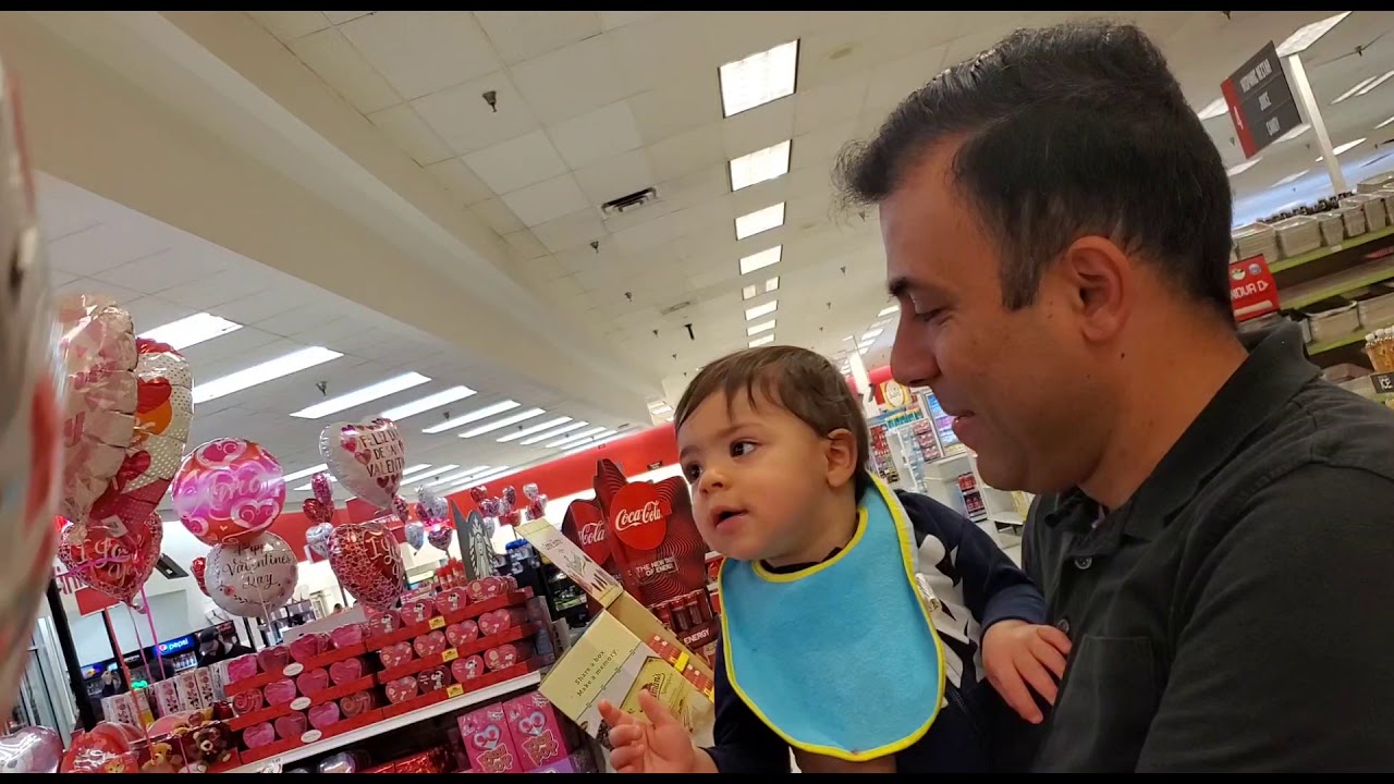 Liam's first exposure to balloons - YouTube