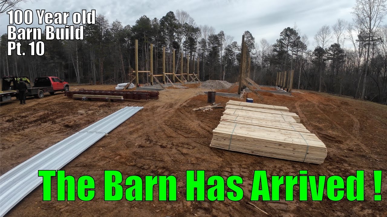 Huge Barn Delivery | 100 year old Barn Build - YouTube
