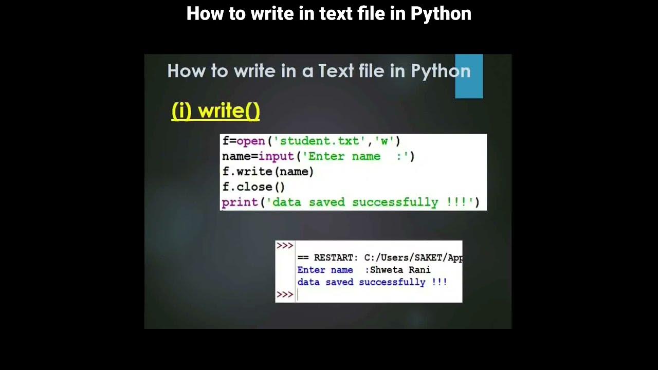 How To Write In A Text File In Python Pythonforbeginners Pythonforclass12 Pythontutorial