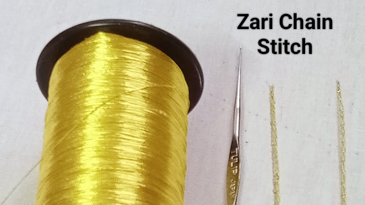 Class: 6 Chain Stitch using zari thread 🧵 - YouTube