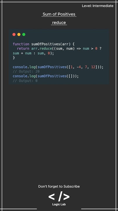 JavaScript Interview Question: Reduce - Sum Of Positives Problem # ...