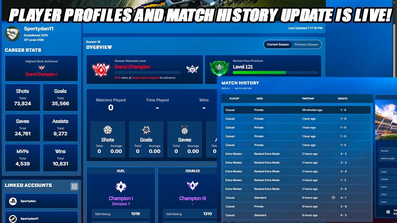 Showcasing *NEW* Player Profiles & Match History Update In Game ...