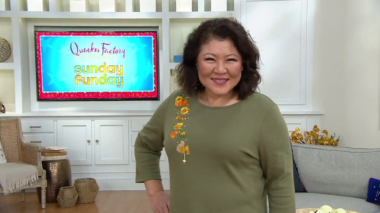 Quacker Factory Embroidered 3/4-Sleeve Top with Charm on QVC - YouTube