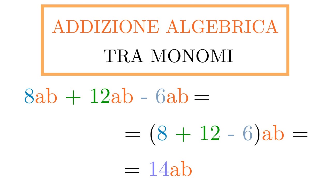 Operazioni tra Monomi: Addizione Algebrica (Lezione In Classe) - YouTube