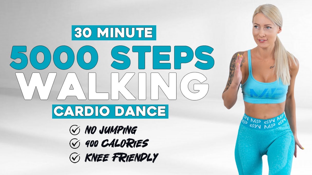 5000 STEPS IN 30 MIN - Walking Cardio Dance Workout to Burn Fat Knee ...