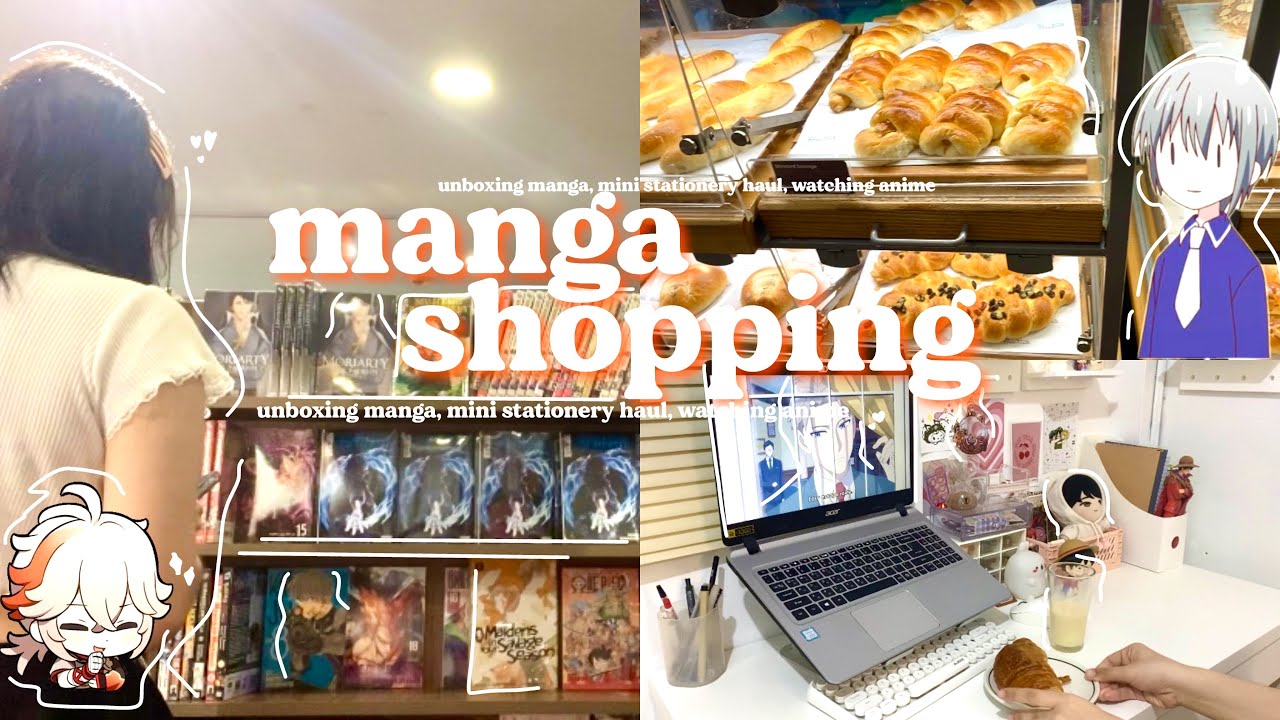 🛍🥐 manga shopping + unboxing manga — mini stationery haul, watching ...