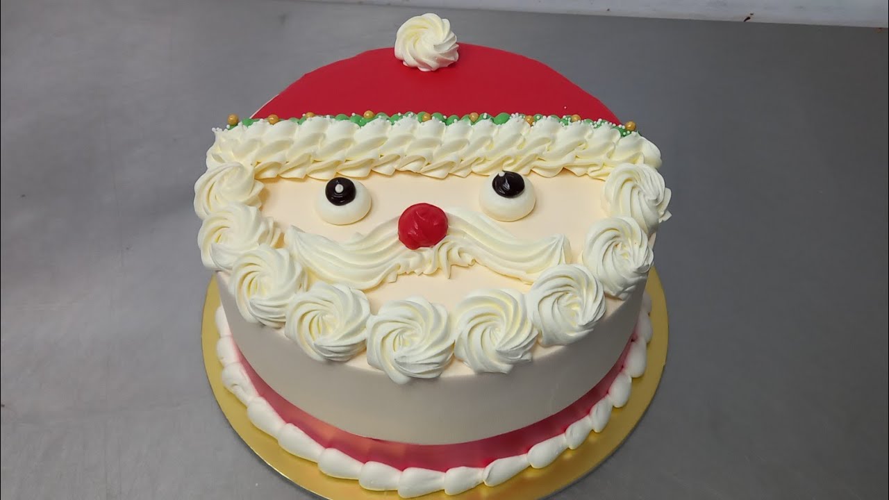 How to make a santa face cake easy and quick with fresh cream - YouTube