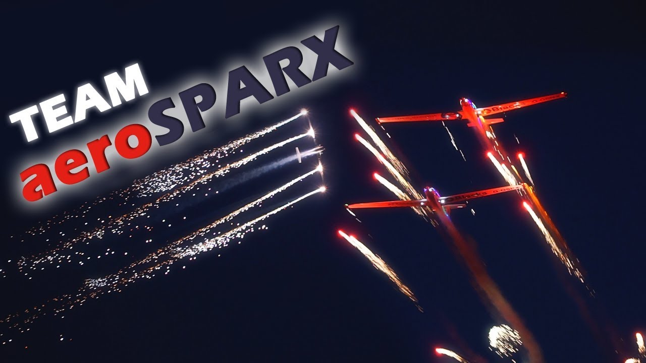 TEAM AEROSPARX | STUNNING PYROTECHNIC NIGHT FLIGHT SHOW | 2 X GROB G ...
