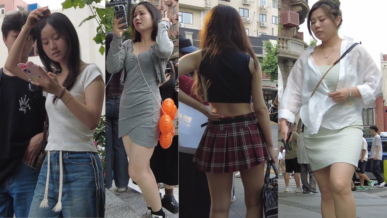 Street photos of Shanghai beauties, beautiful women in short skirts ...