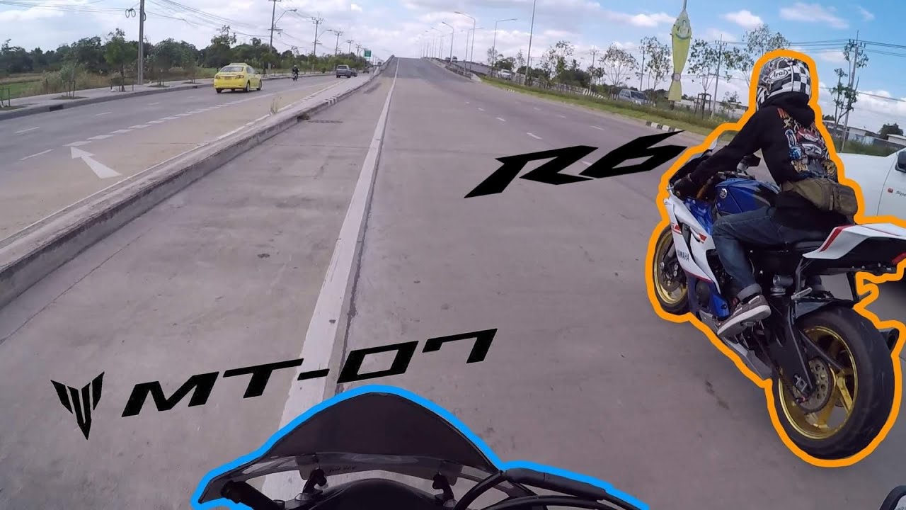 MT07 VS R6 ออกลั่นกันหน่อยเครื่องเย็นเกินไปเเล้ว!! - YouTube