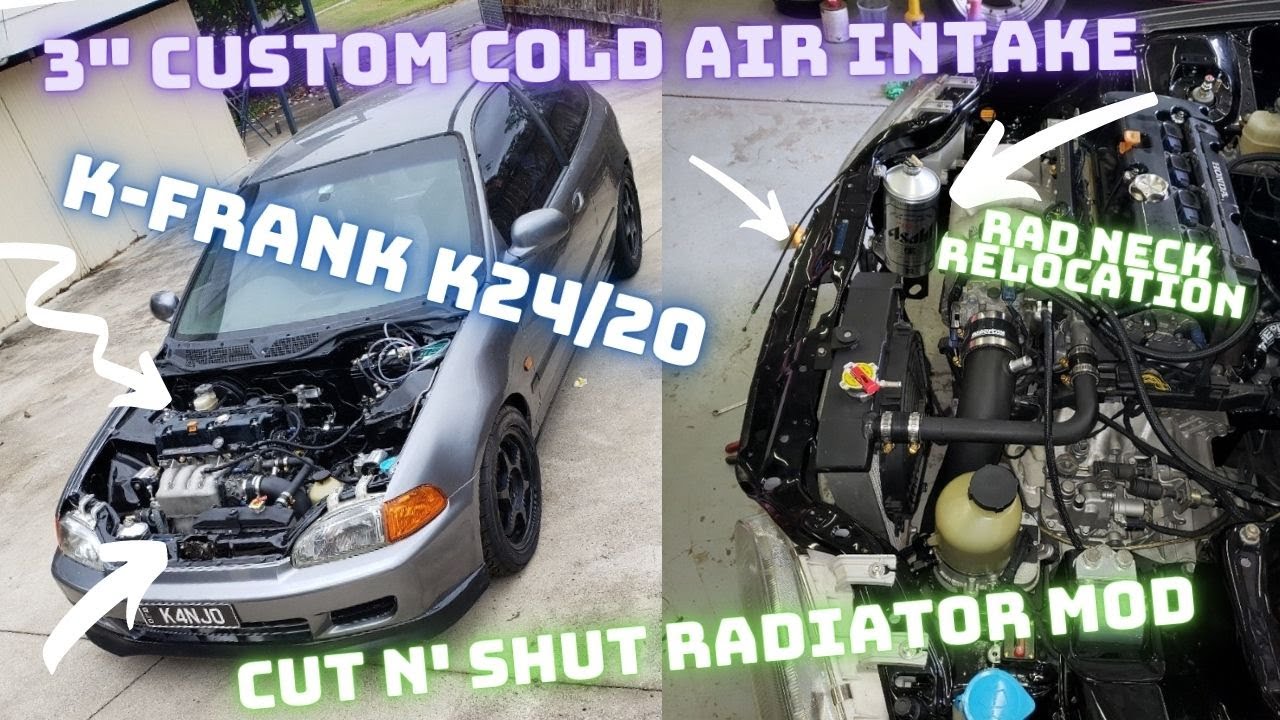Huge 3" DIY cold air intake and re-fab'd radiator for the k24/20 k-swap ...