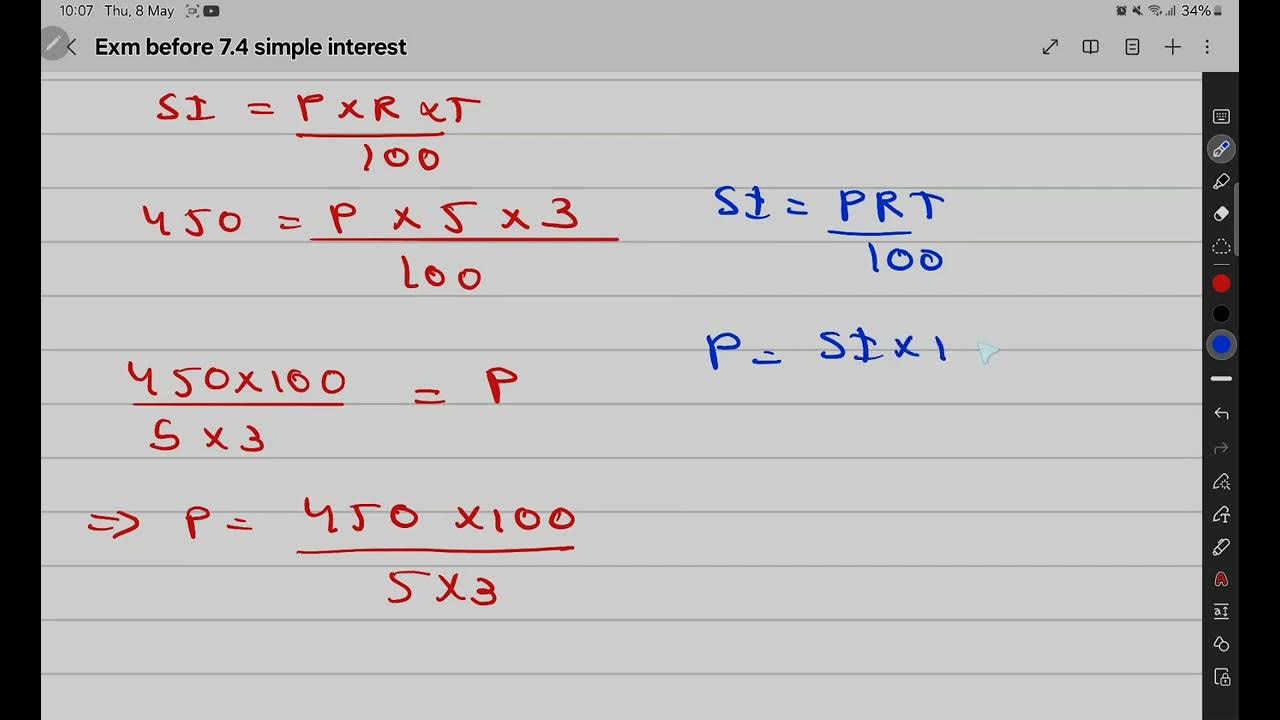 How to find the principle if rate,time&simple Interest are given ...