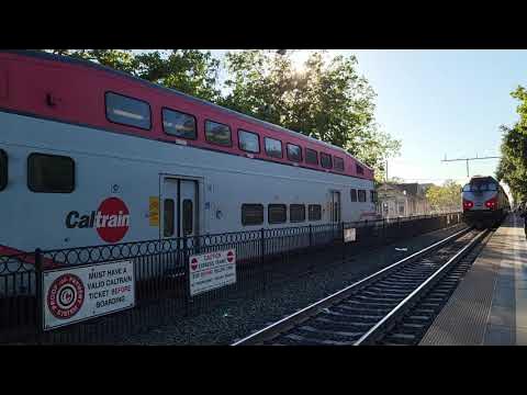 Express Caltrain. Though at Menlo Park Station California USA - YouTube