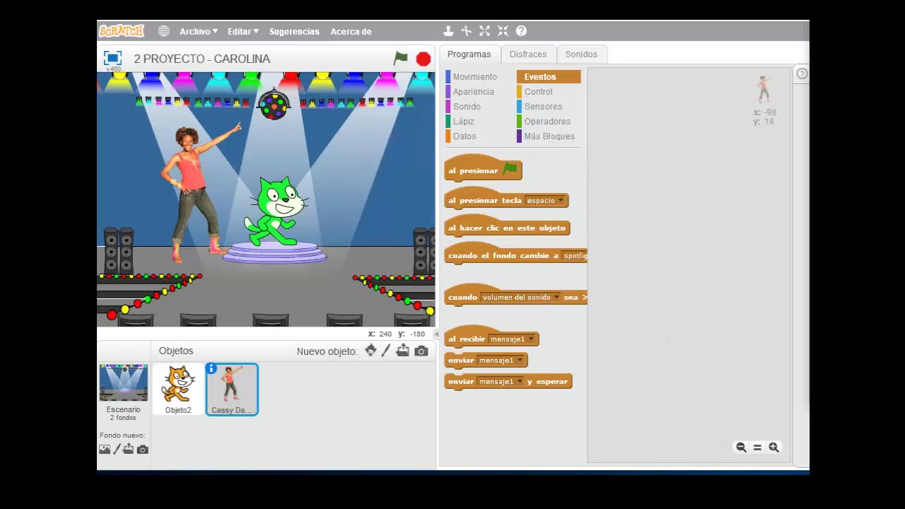 4 Software SCRATCH: Creación de un proyecto el gato de colores bailando ...