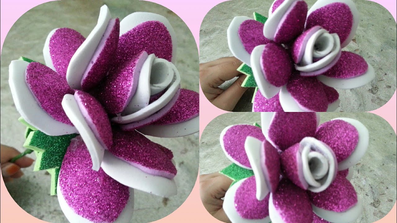 Cara membuat bunga dari busa - YouTube